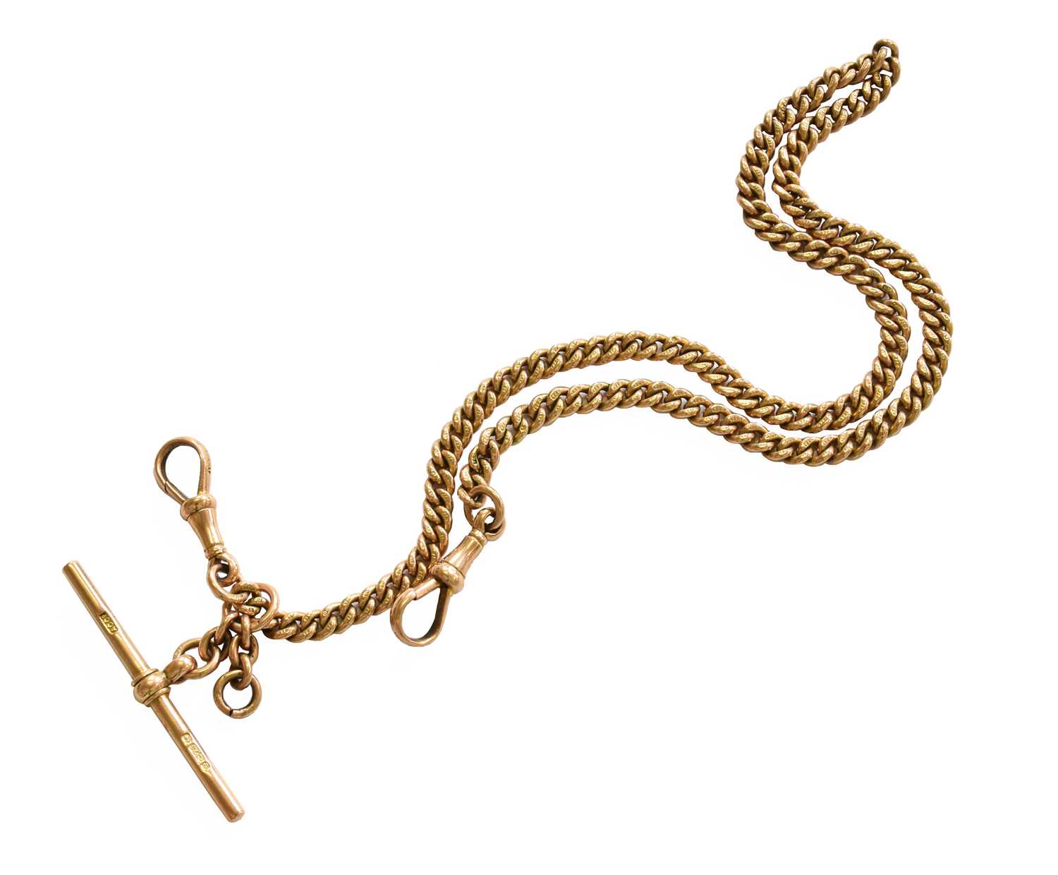 Lot 1083 - An Albert Chain, stamped '9' and '.375',