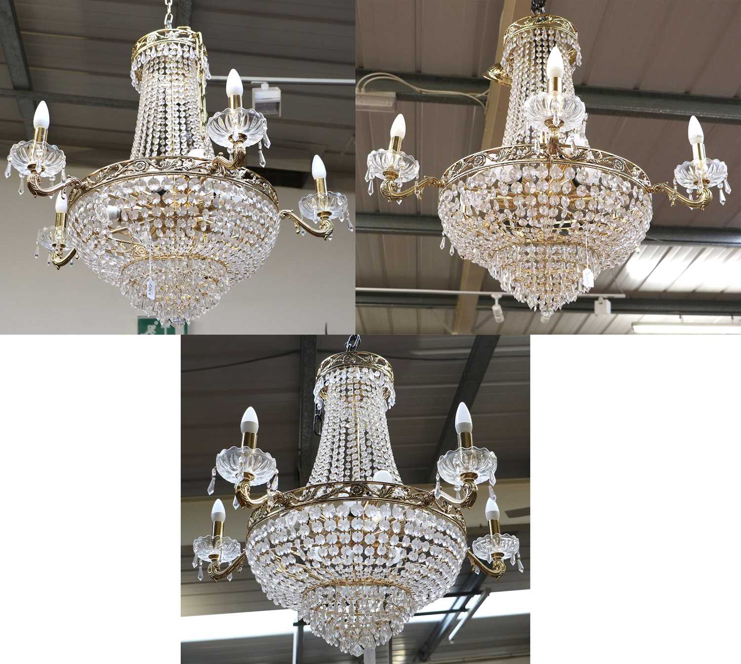 Lot 1362 - A Set of 3 Modern Gilt Metal Lustre Drop