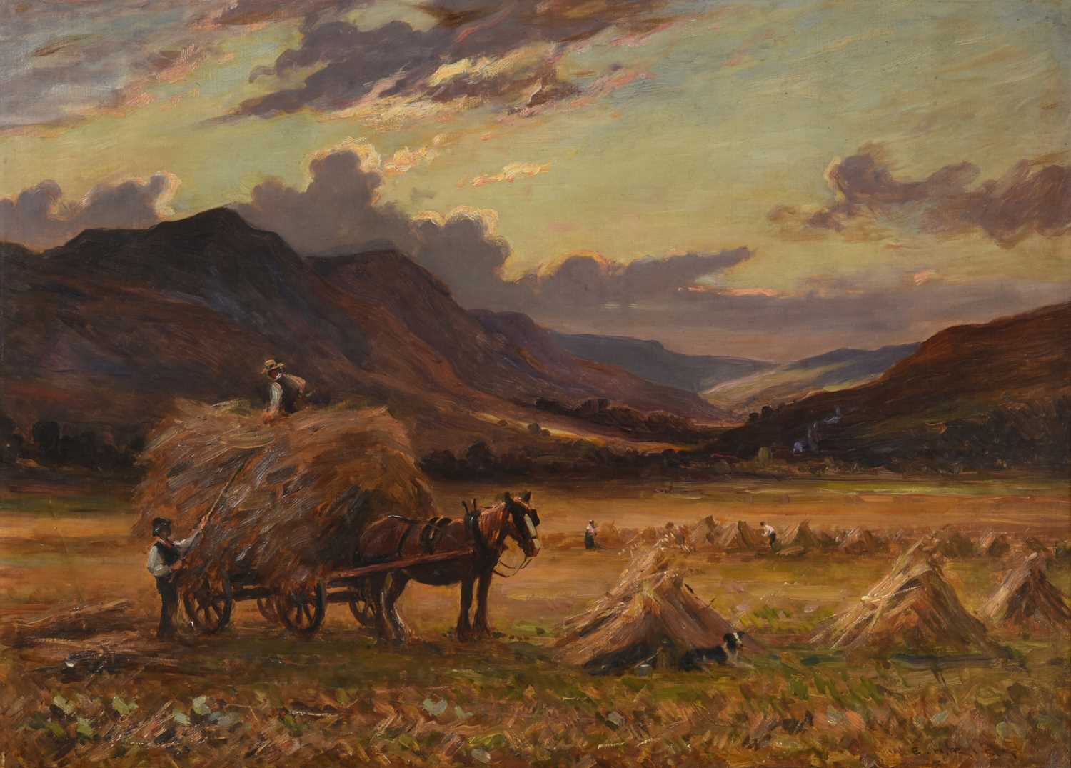 Lot 1100 - Ernest Higgins Rigg (1868-1947) Loaded hay