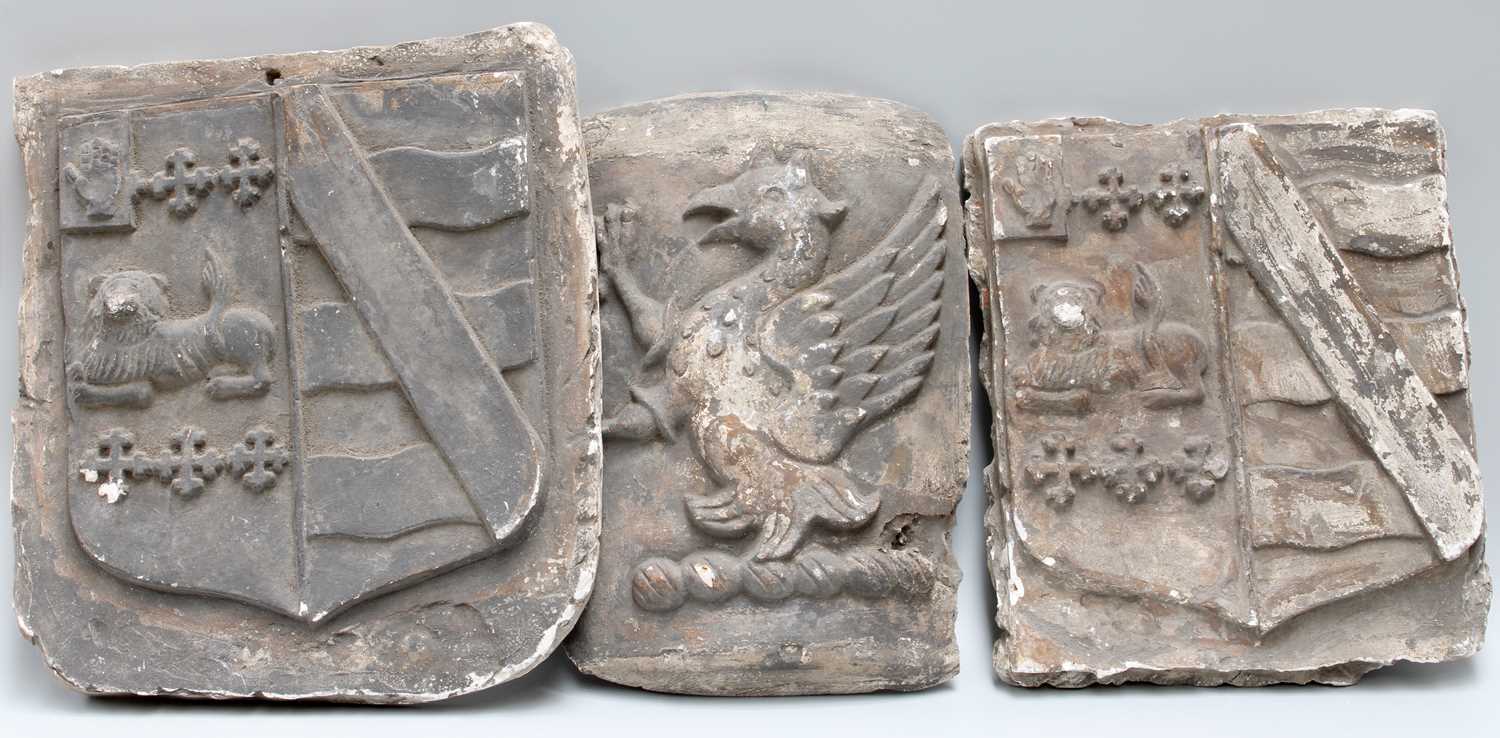 Lot 409 - Three plaster Cast Heraldic Crests, 19th