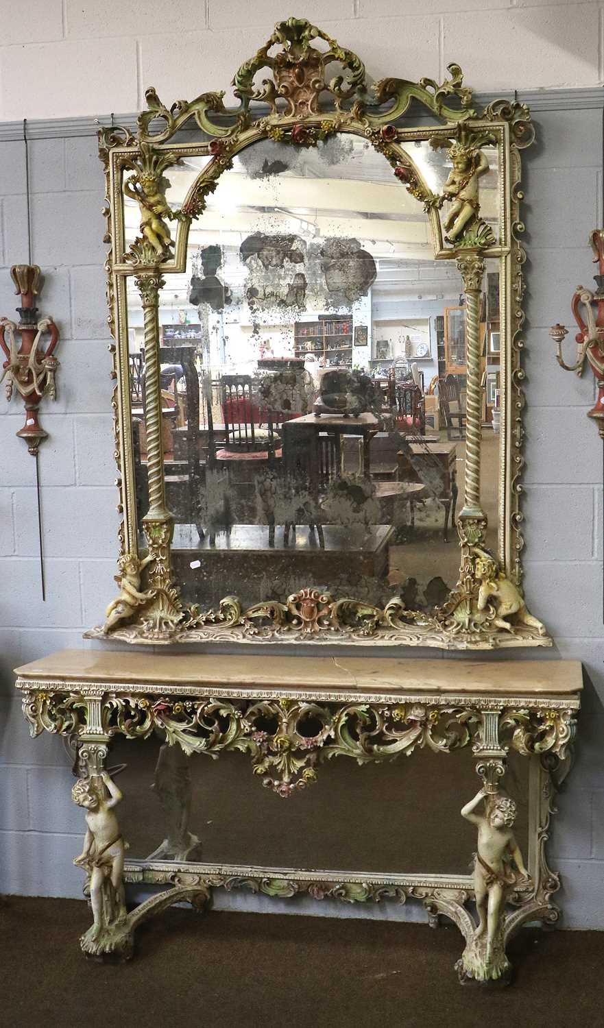 Lot 1292 - A Reproduction Marble Top Console Table and