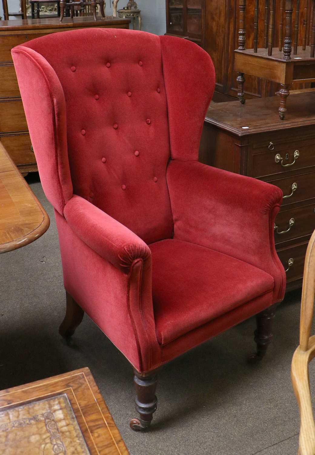 Lot 1320 - A Victorian Wing Back Wing Chair,
