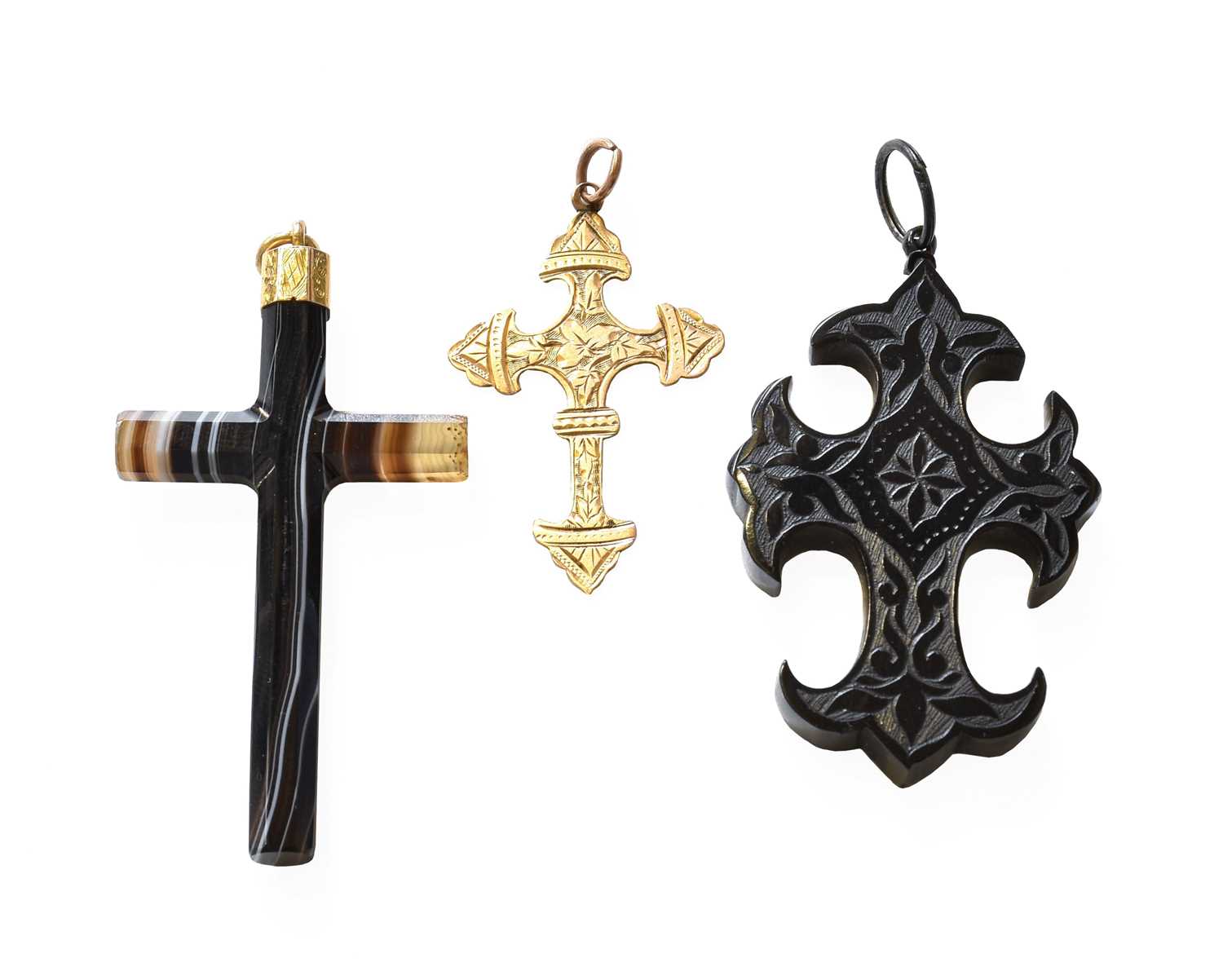 Lot 358 - A Victorian Agate Cross, measures 6.5cm by 3.