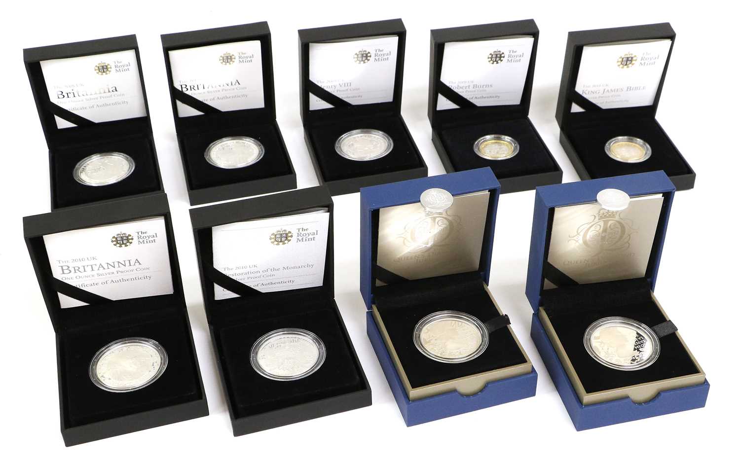 Lot 377 - 9x Royal Mint Silver Proof Coins, to include;