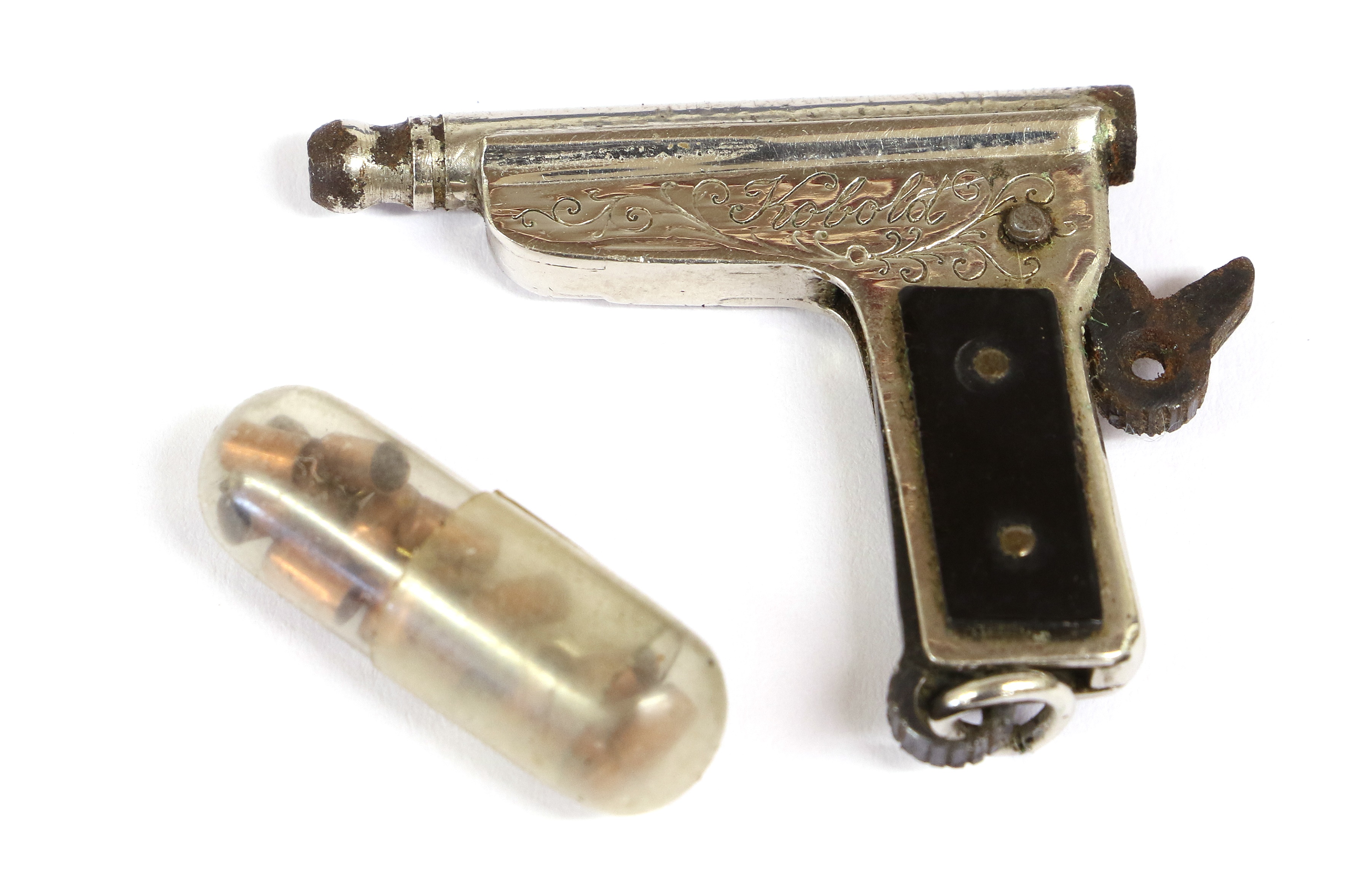 Lot 52 - A Kobold Miniature Pinfire Pistol, in nickel