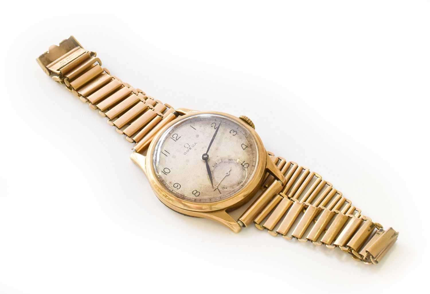 Lot 370 - A 9 Carat Gold Omega Wristwatch, later