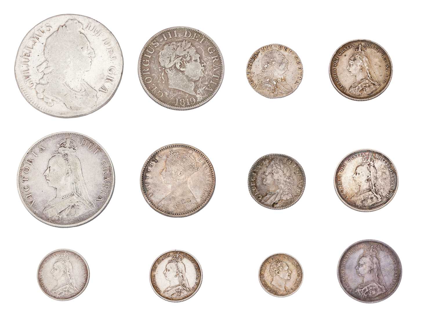 Lot 32 - Mixed English Silver Coinage, 12 coins
