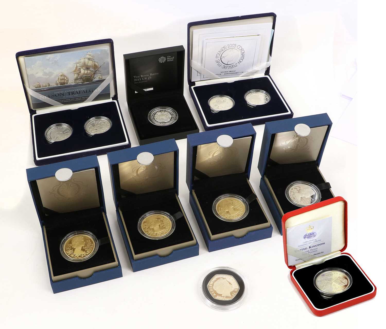 Lot 357 - Assorted Royal Mint Silver Proof Coins; 11