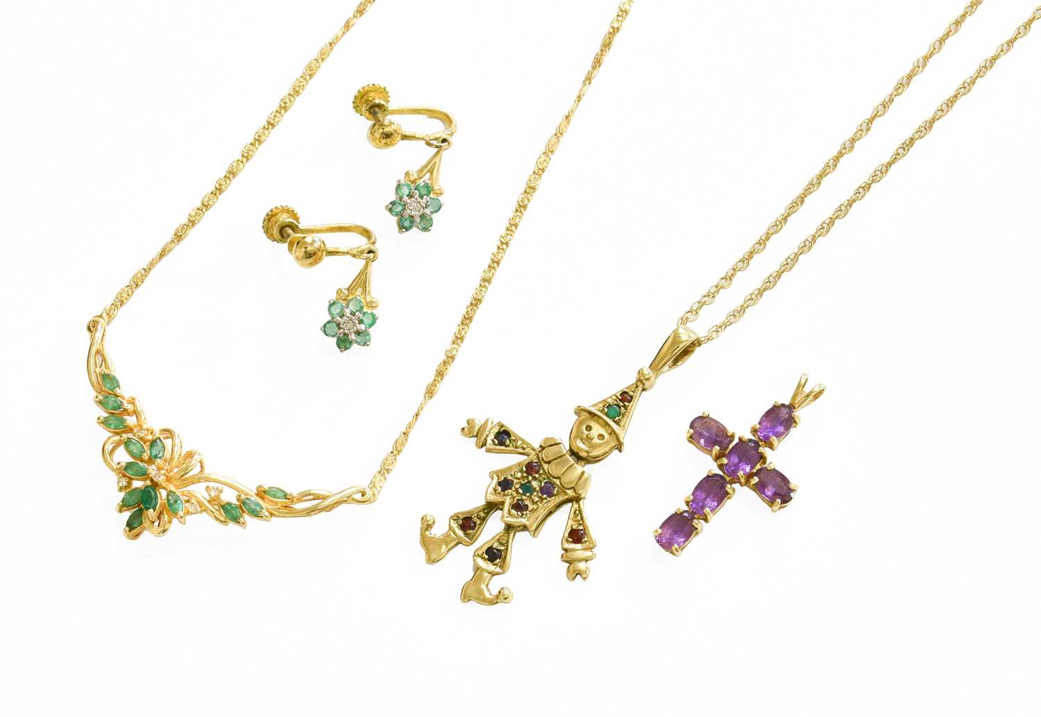 Lot 483 - A 9 Carat Gold Clown Pendant on Chain, the