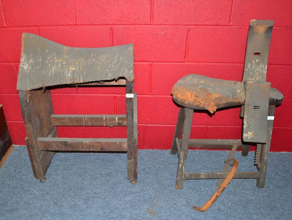 Lot 803 - Victorian saddle stand/saddlery working