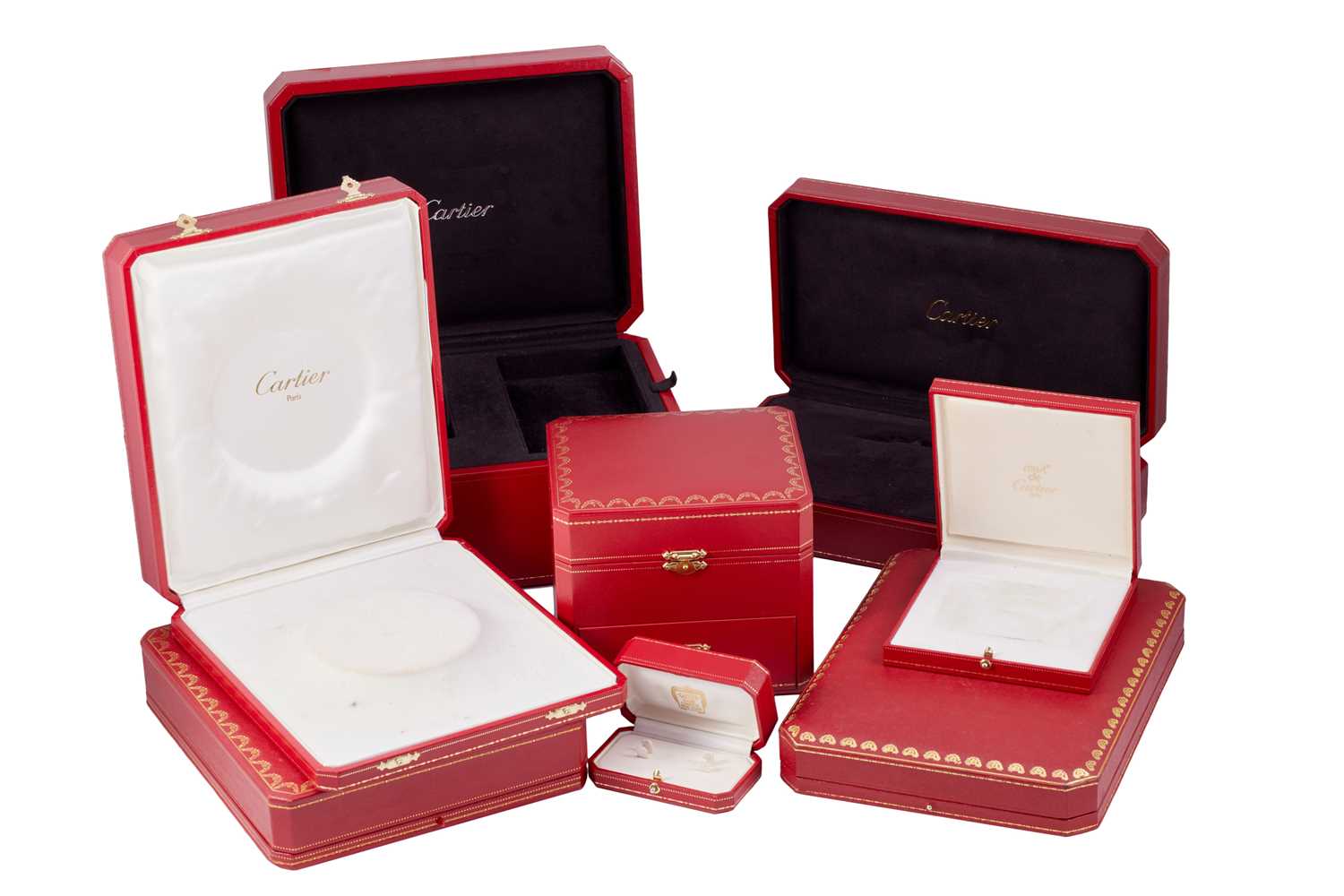 Lot 2434 - Three Cartier Wristwatch Boxes, Four