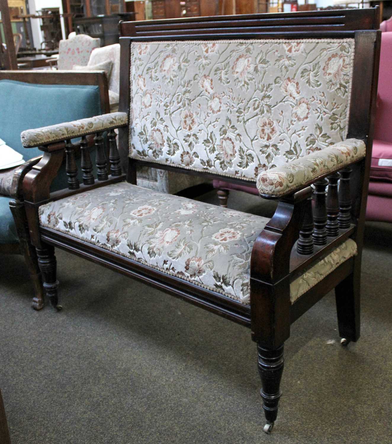 Lot 1333 - A Victorian Mahogany Two Seater Bench, part