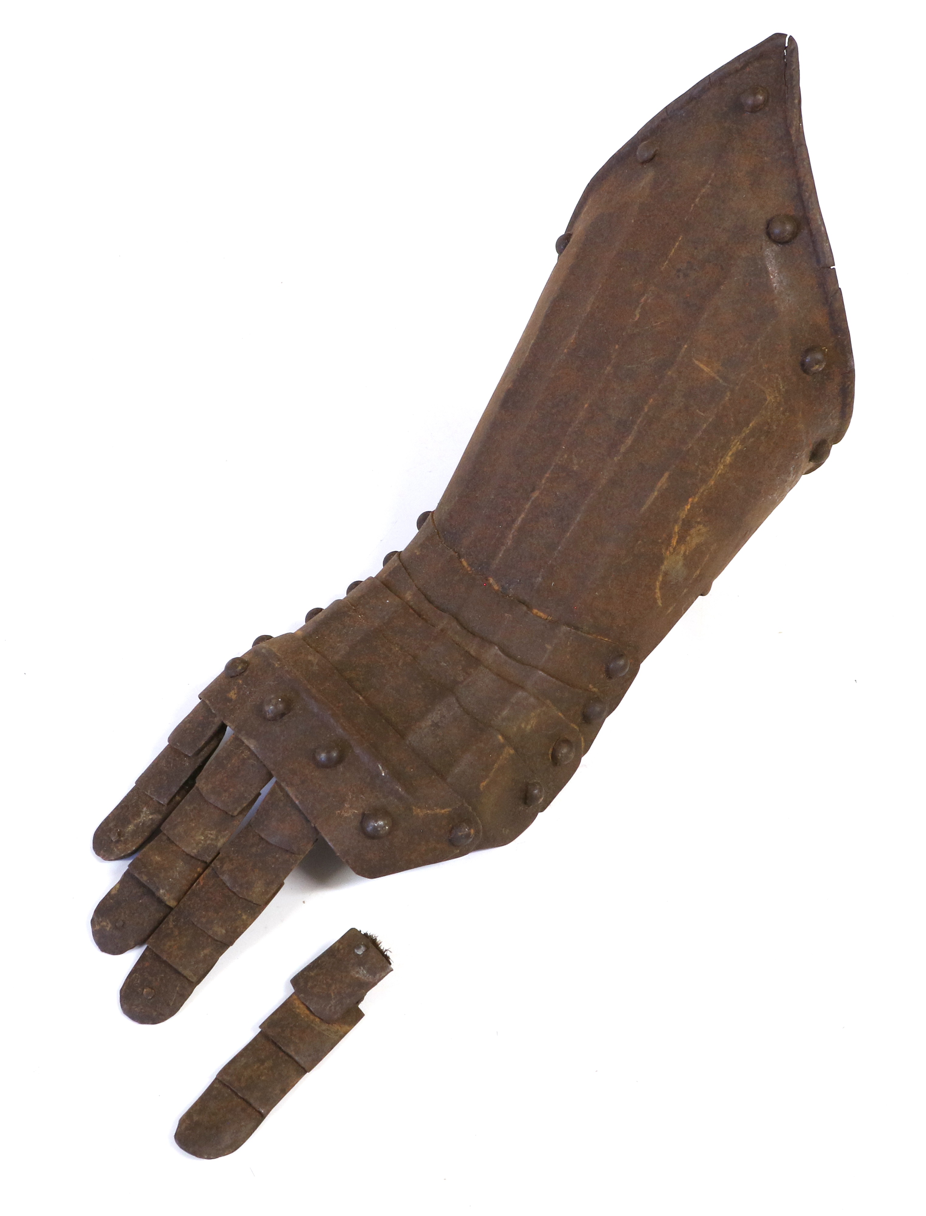 Lot 120 - A 17th Century Steel Gauntlet, the fluted