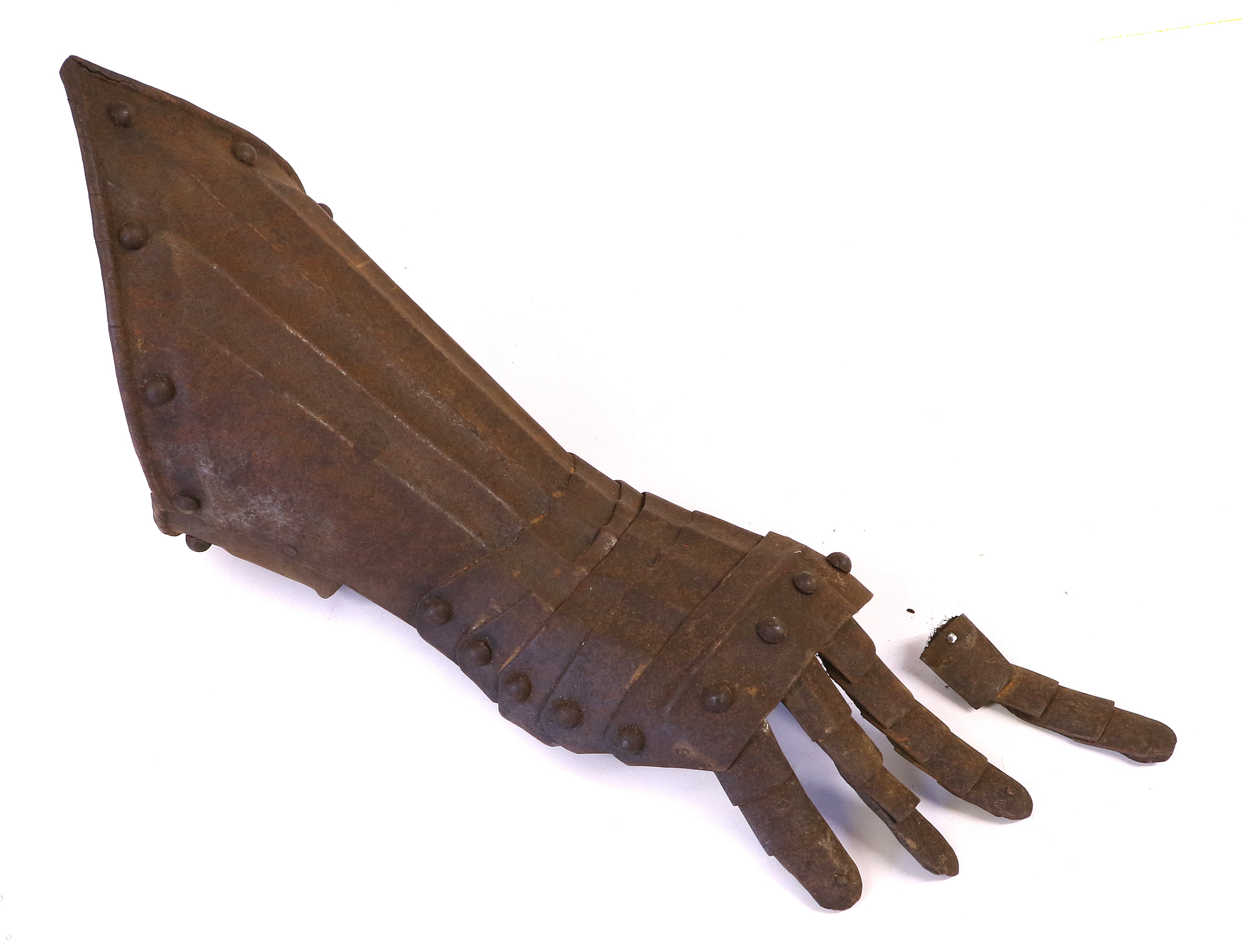 Lot 120 - A 17th Century Steel Gauntlet, the fluted