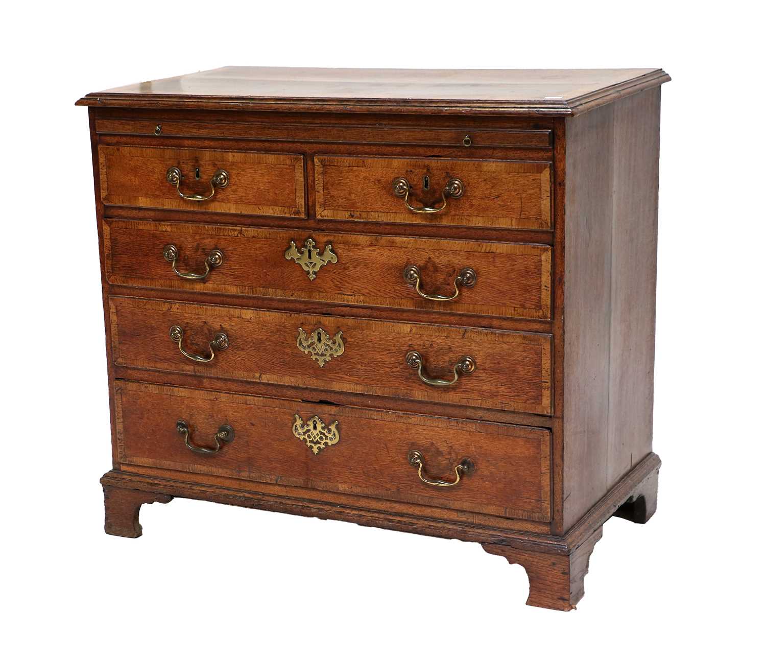 Lot 228 - A George III Oak and Mahogany-Crossbanded