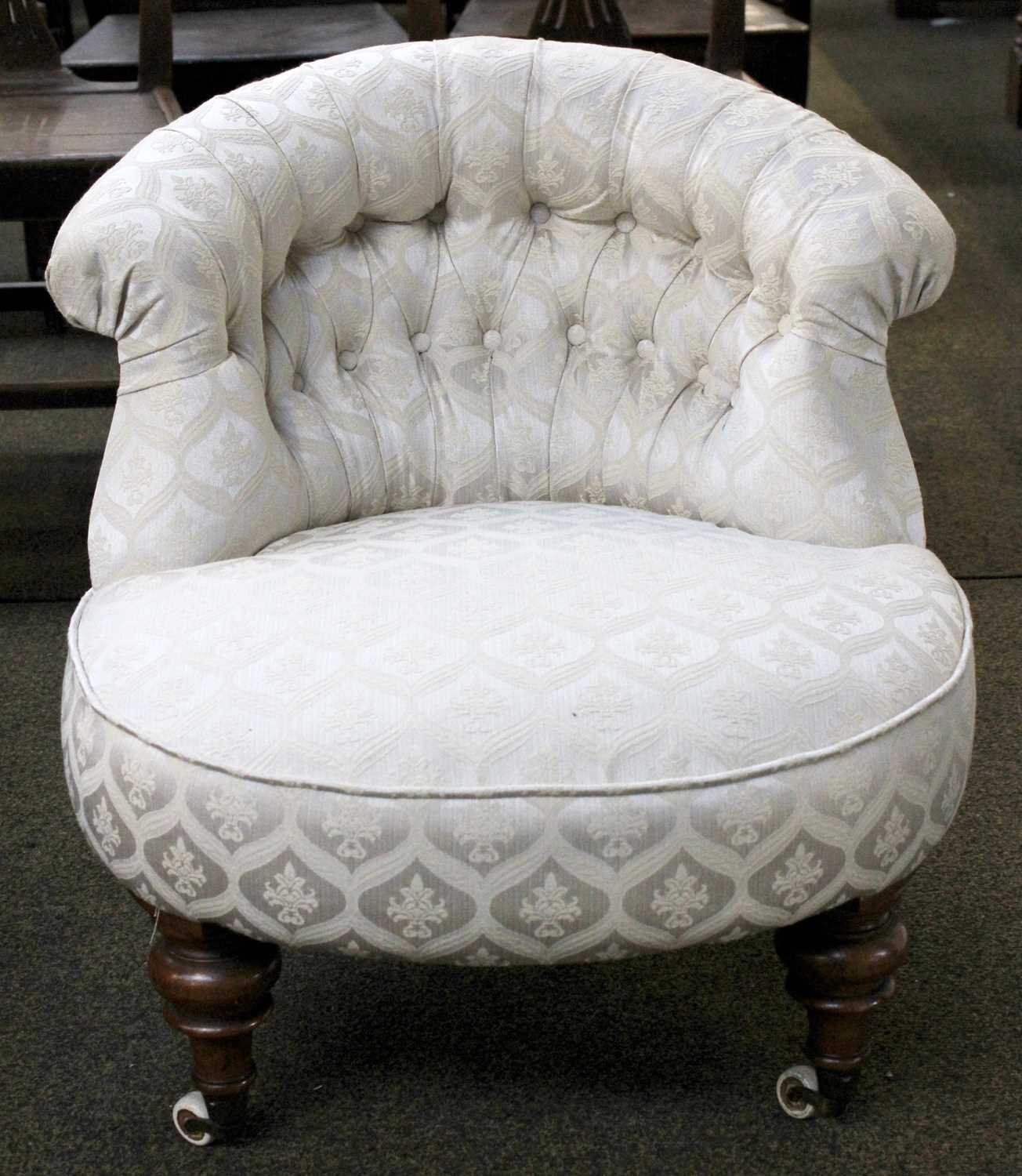 Lot 1340 - A Victorian Button Back Nursing Chair, in
