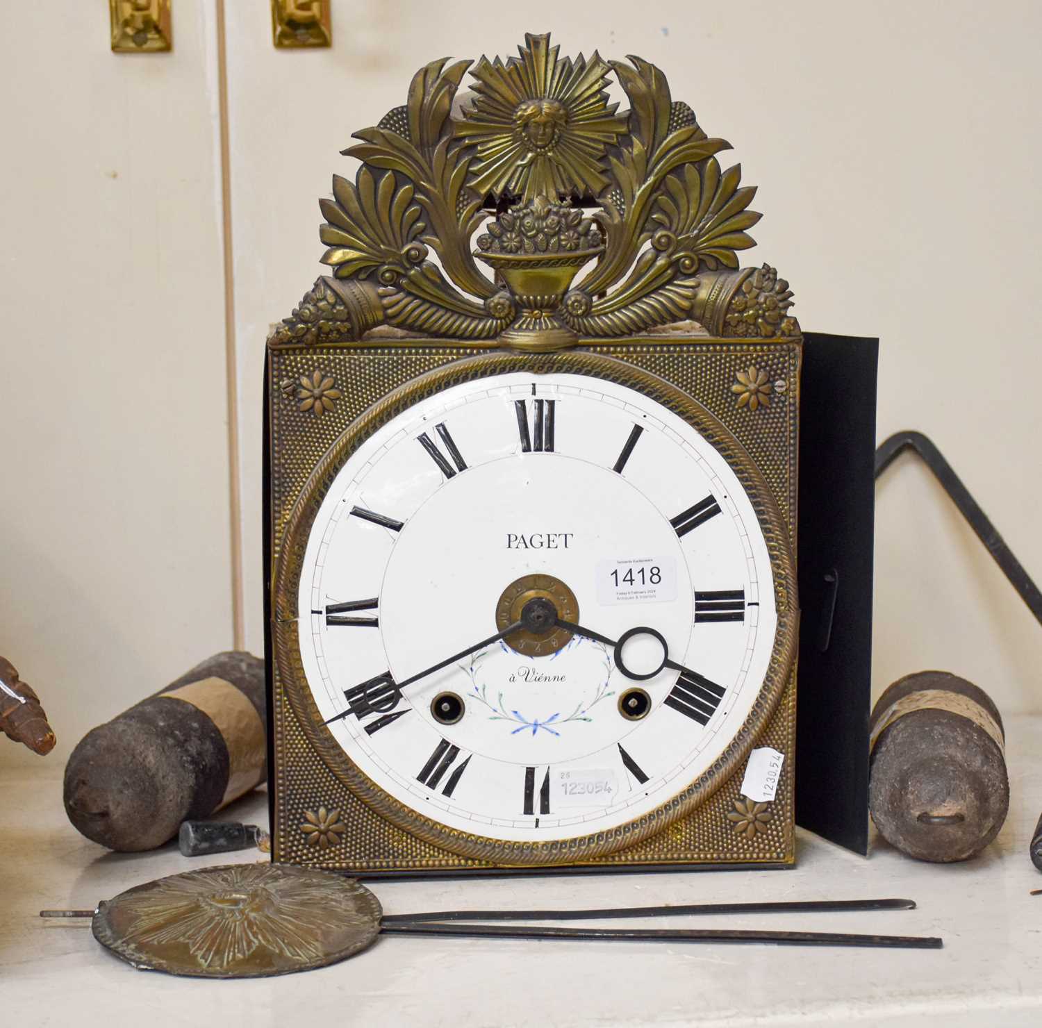 Lot 1418 - A French Striking Wall Clock, early 20th