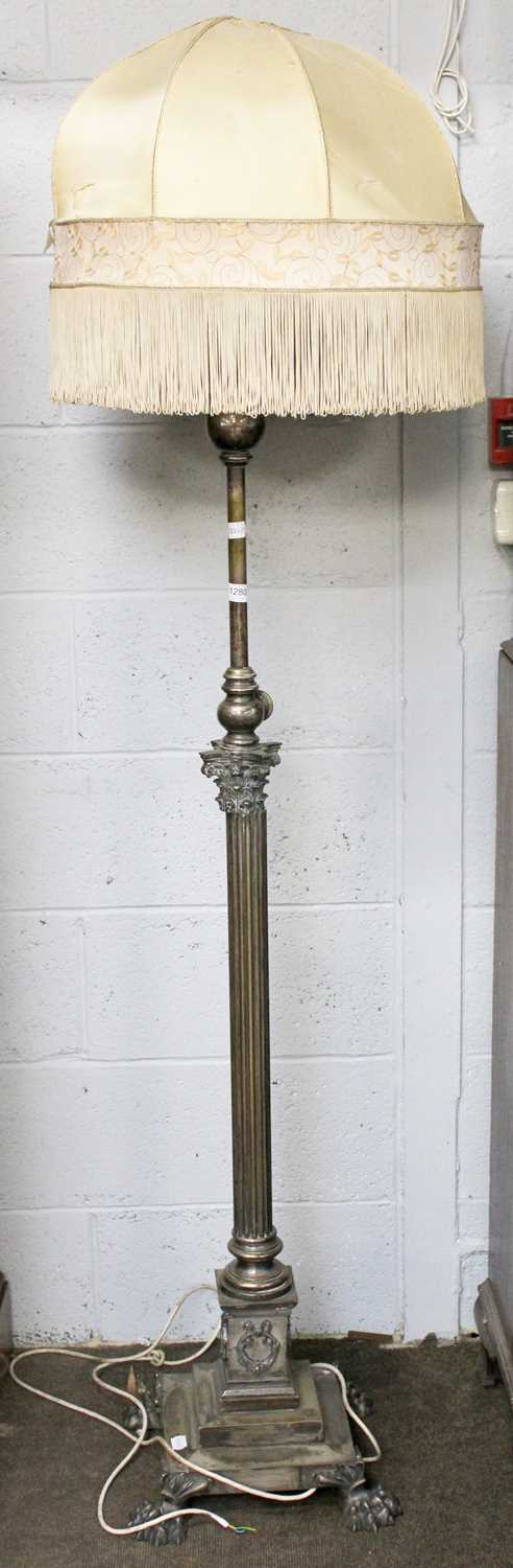 Lot 1280 - A Silvered Telescopic Standard Lamp of