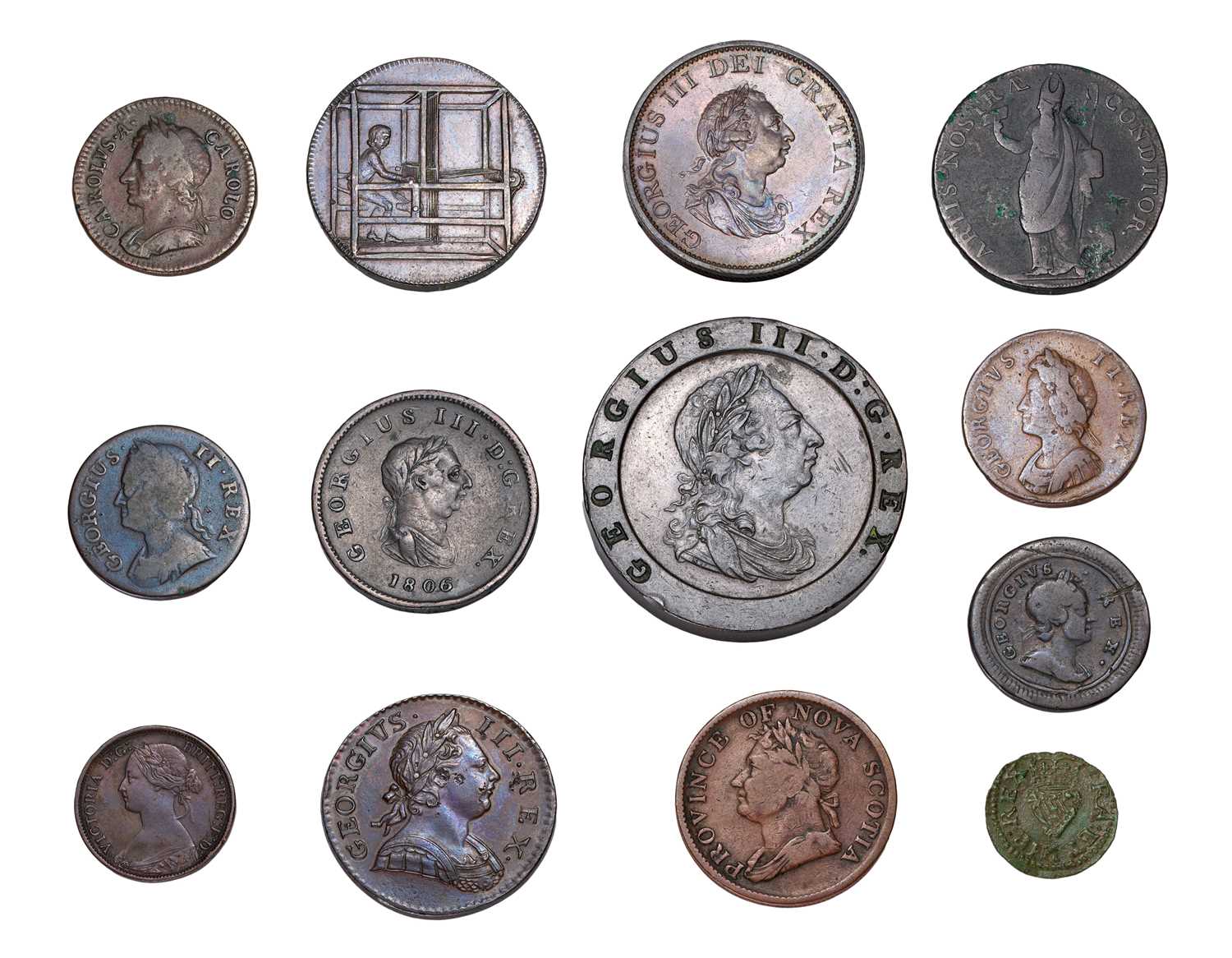 Lot 144 - Assortment of British Copper Coins; 13 coins