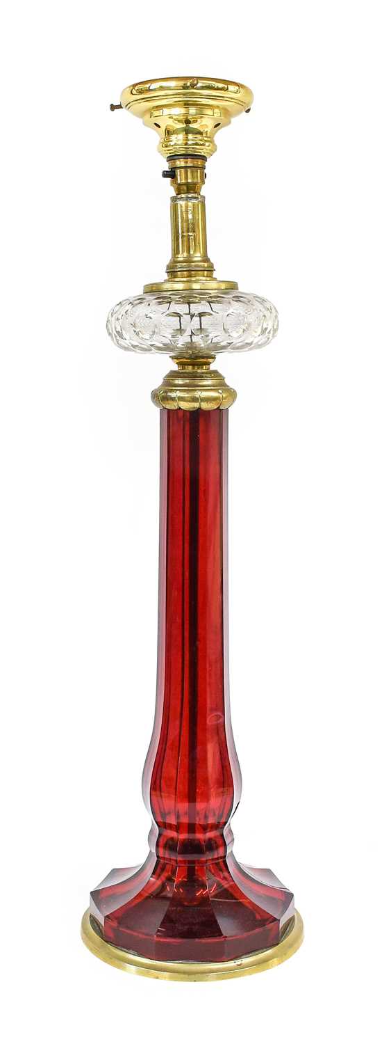 Lot 247 - A Gilt-Metal-Mounted Ruby Glass Lamp Base,
