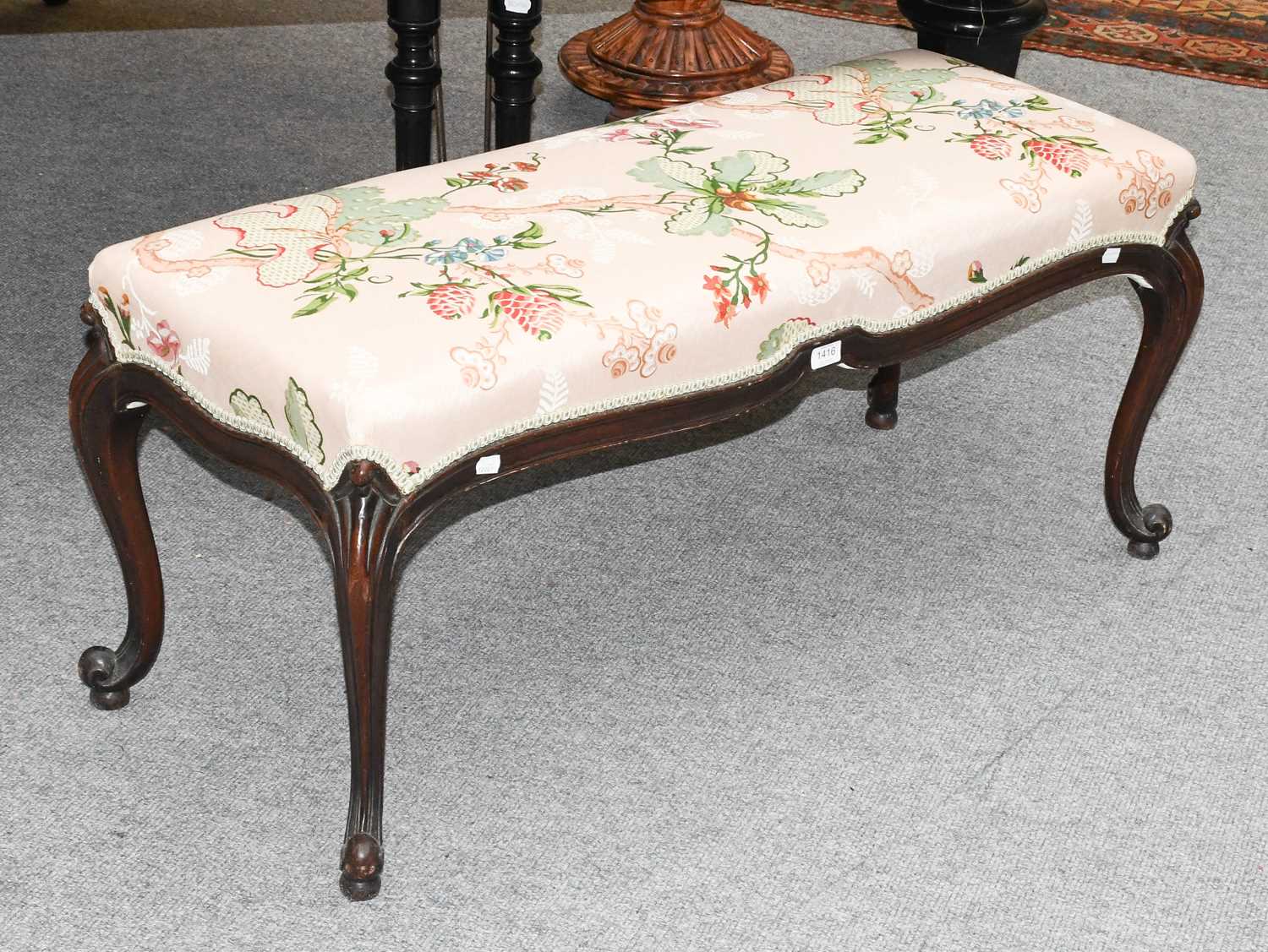 Lot 1416 - A 19th Century Carved Mahogany Long Stool,