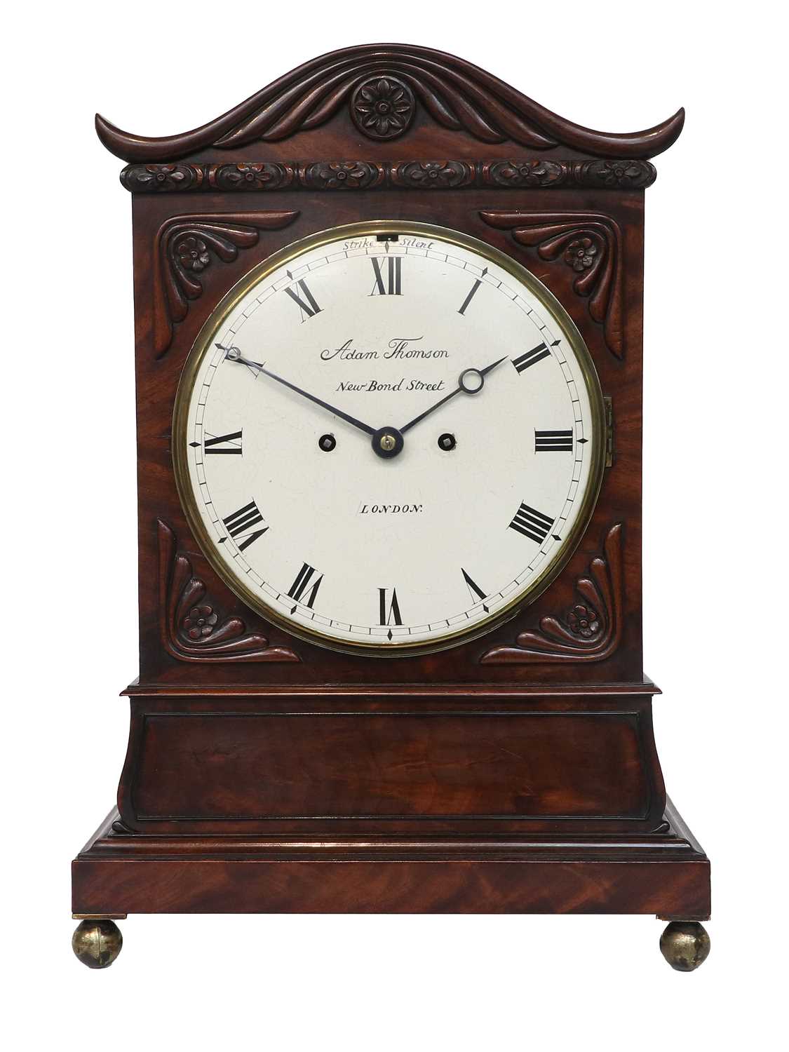 Lot 687 - A Mahogany Striking Table Clock, signed Adam