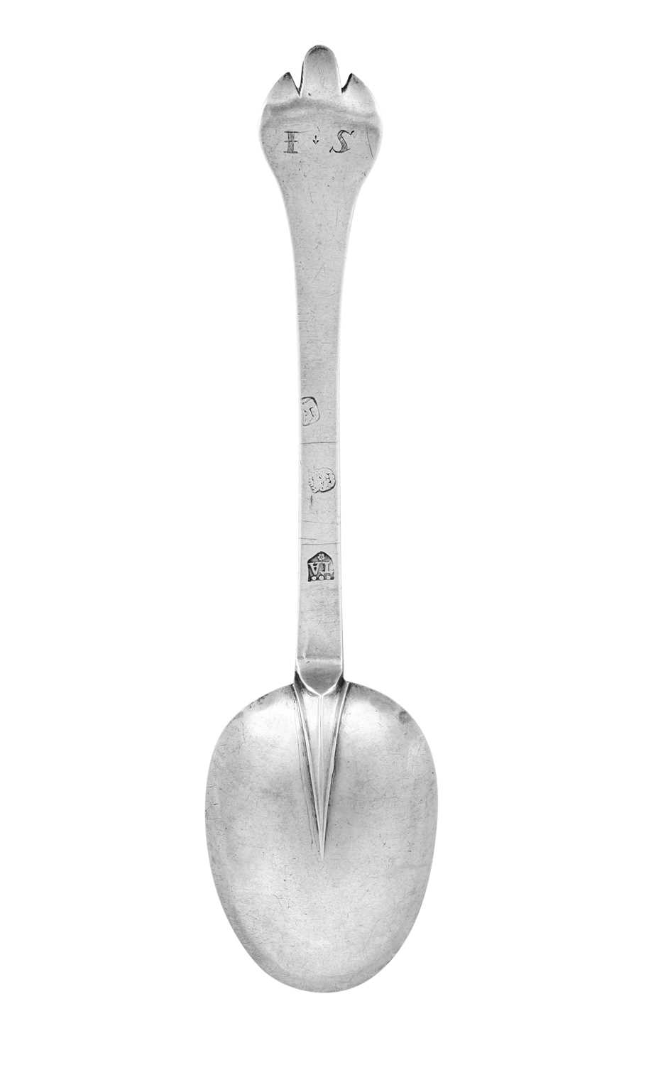 Lot 2206 - A William and Mary Silver Trefid-Spoon,