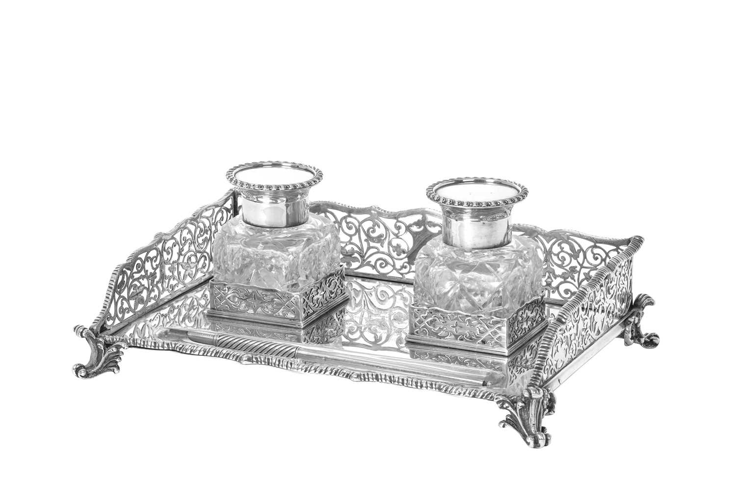 Lot 2293 - A George V Silver Inkstand,