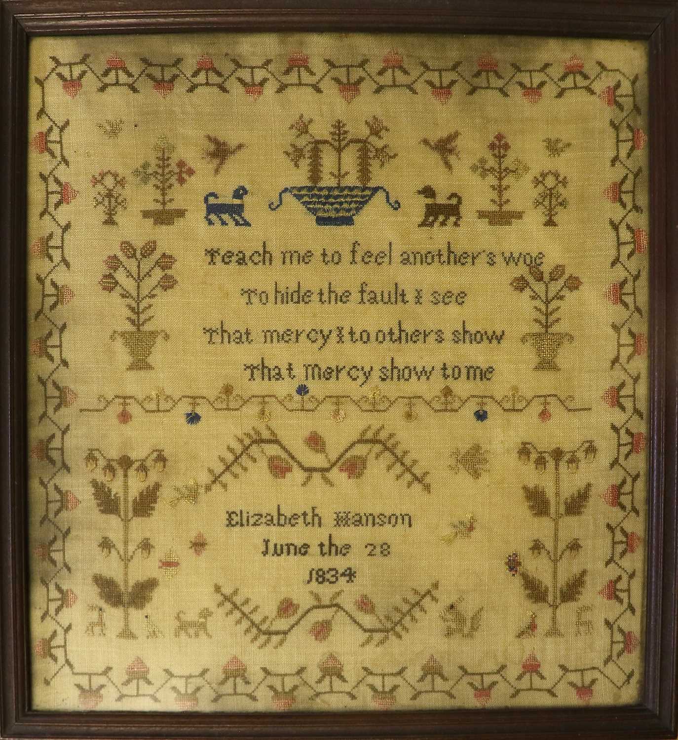 Lot 2053 - A Sampler By Elizabeth Manson, Dated June