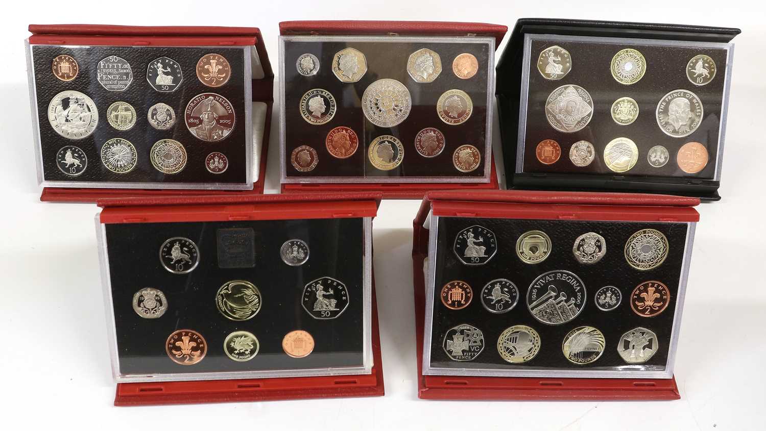 Lot 362 - 5x UK Deluxe Proof Sets, to include; 1995,