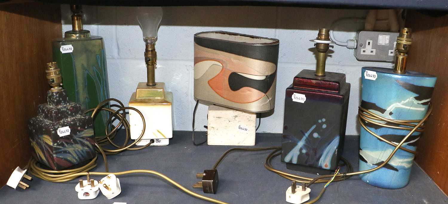 Lot 199 - Six Studio Pottery Lamps, including examples