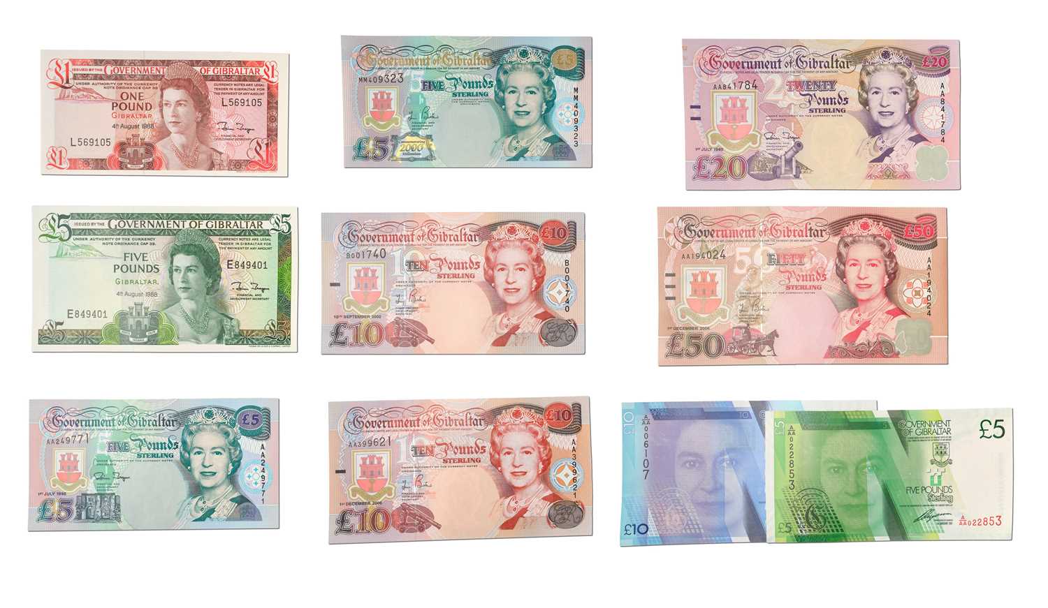 Lot 417 - Gibraltar, Banknote Collection, 10x notes,