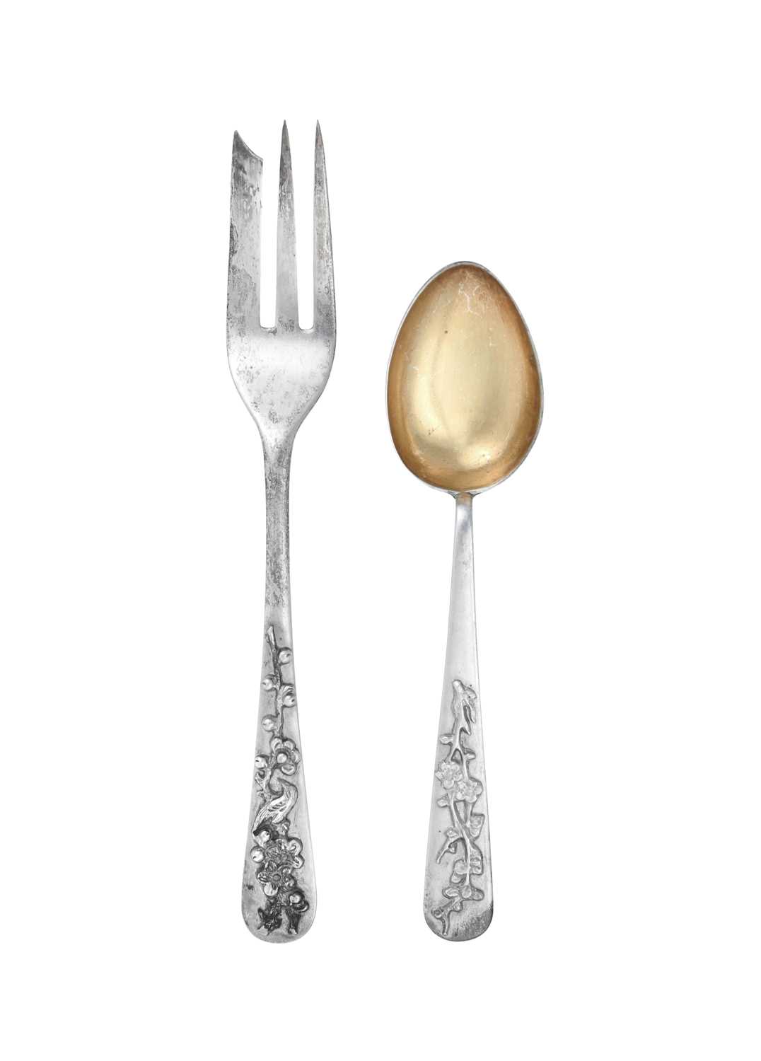 Lot 2089 - A Set of Chinese Parcel-Gilt Silver Dessert-