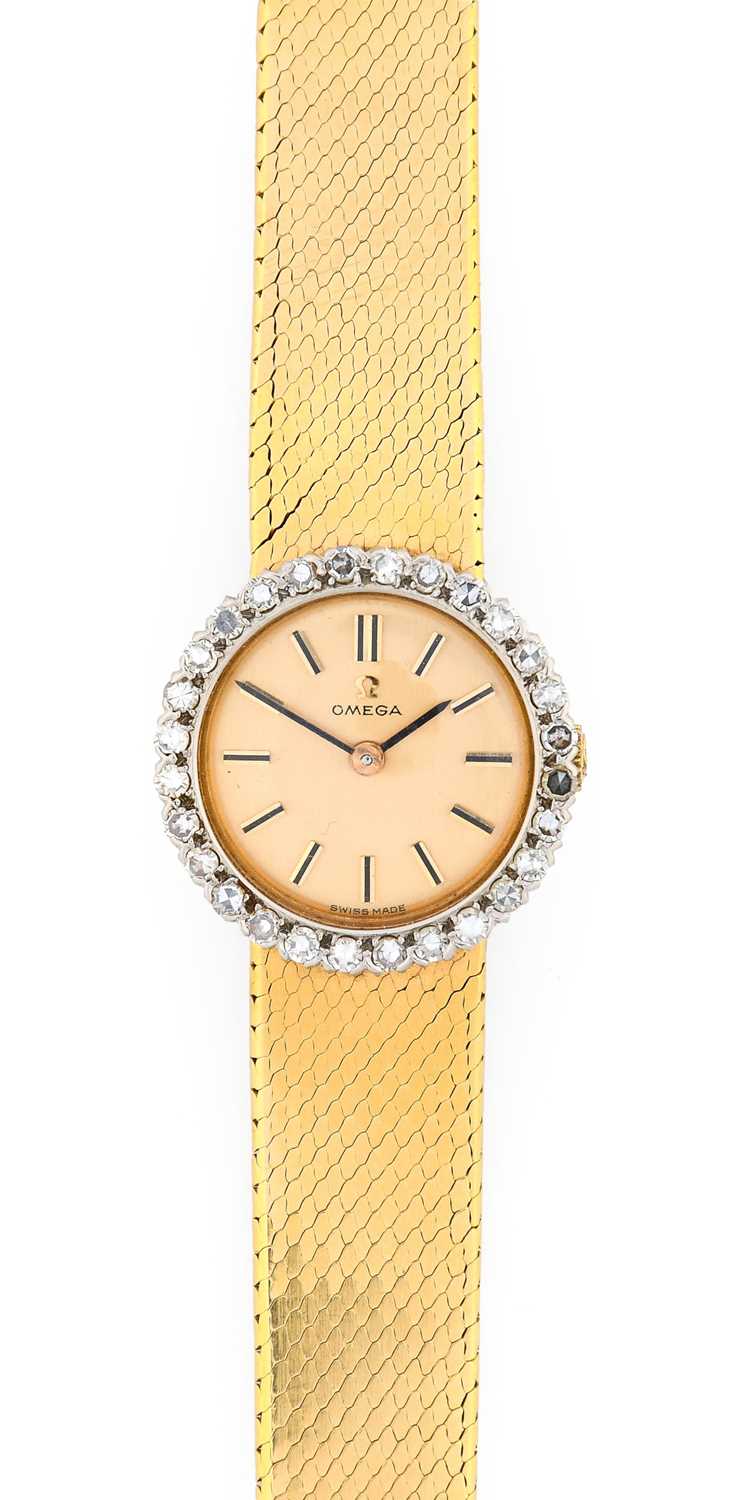 Lot 2147 - Omega: A Lady's 18 Carat Gold Diamond Set