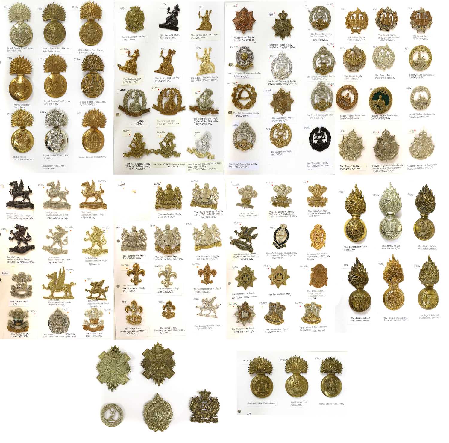 Lot 88 - A Collection of Ninety Four Cap Badges,