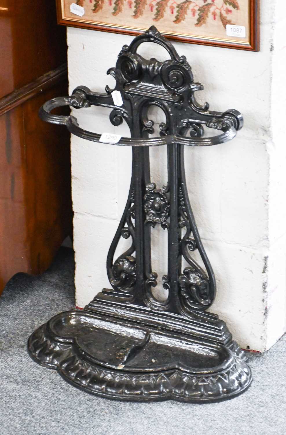 Lot 1290 - Victorian Cast Iron Stick Stand, 67cm high