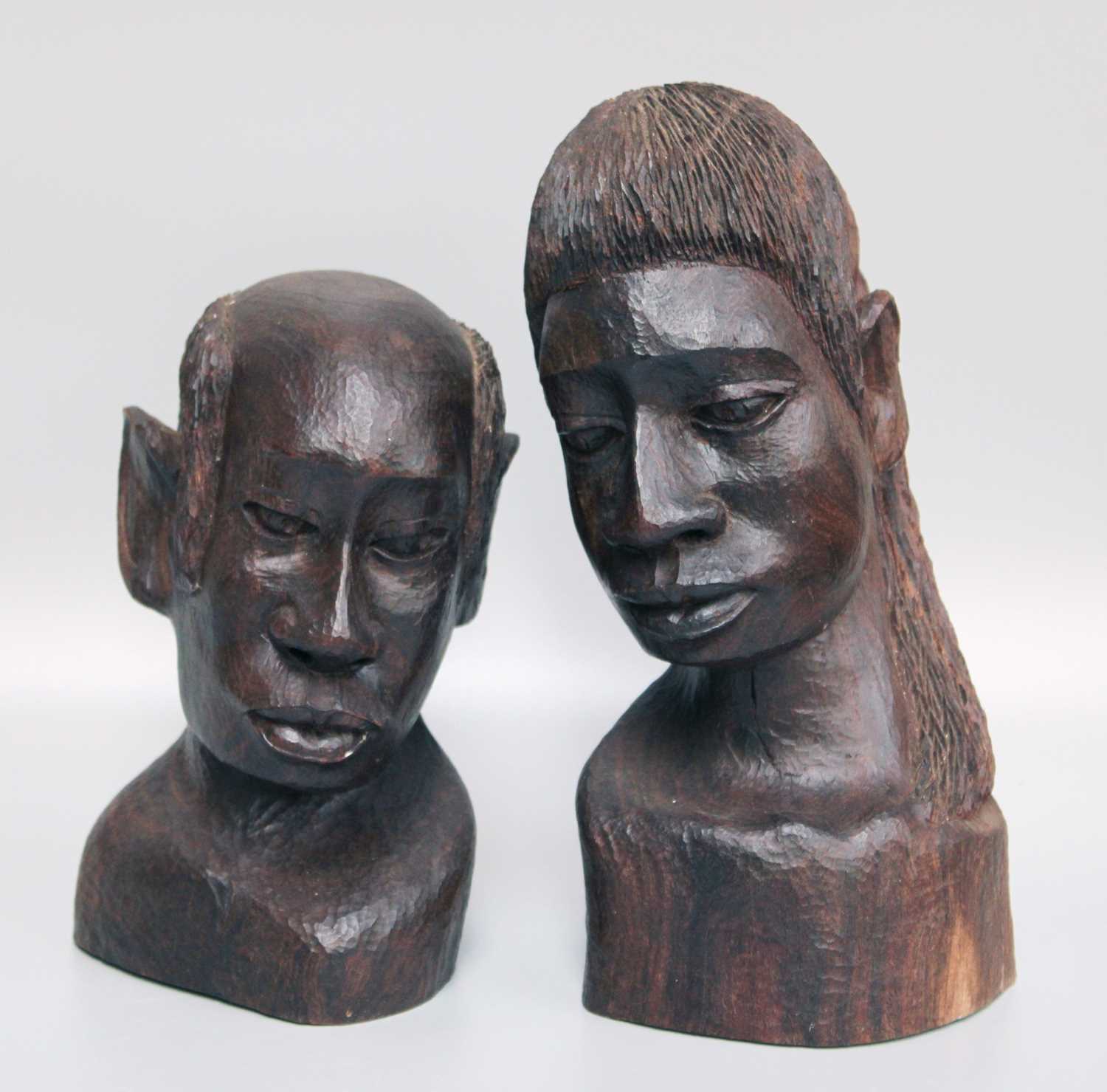 Lot 302 - Two Jamaican Lignum Vitae Carved Busts, of a