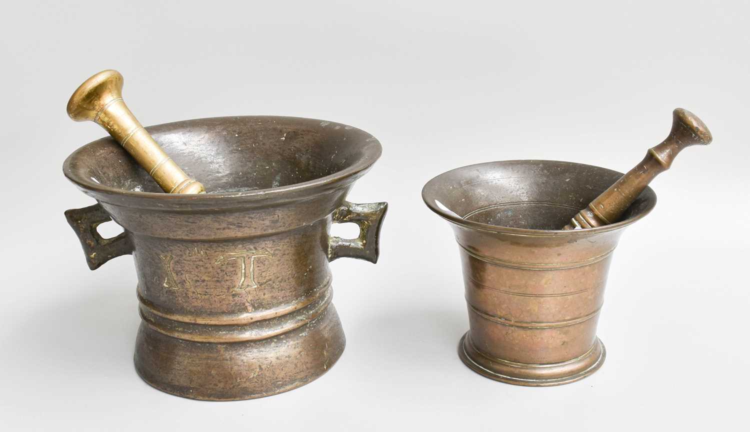 Lot 218 - A 17th Century Twin-Handled Bronze Mortar,