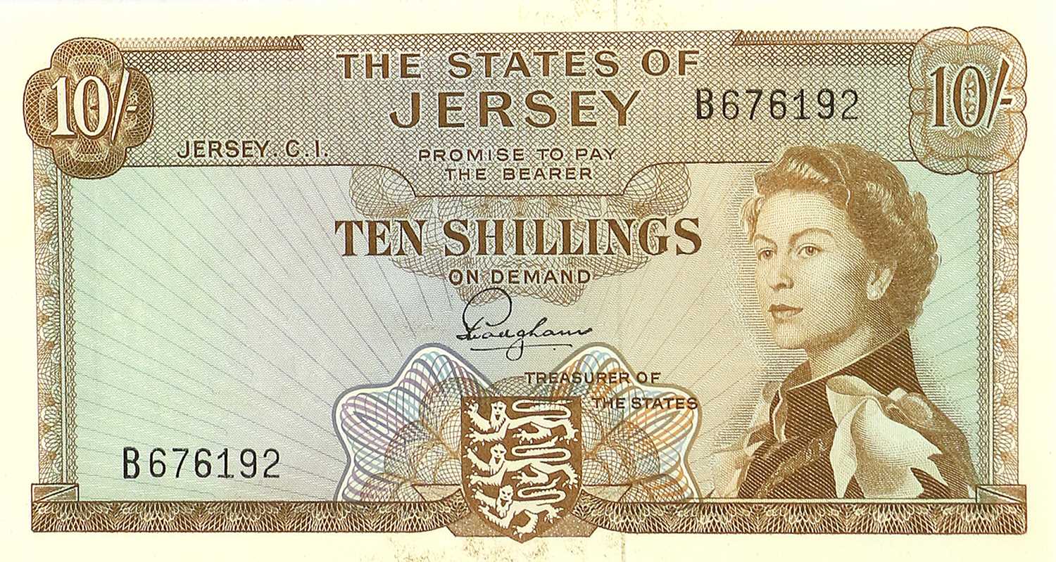 Lot 413 - Jersey, Assorted Banknotes; 18 notes in