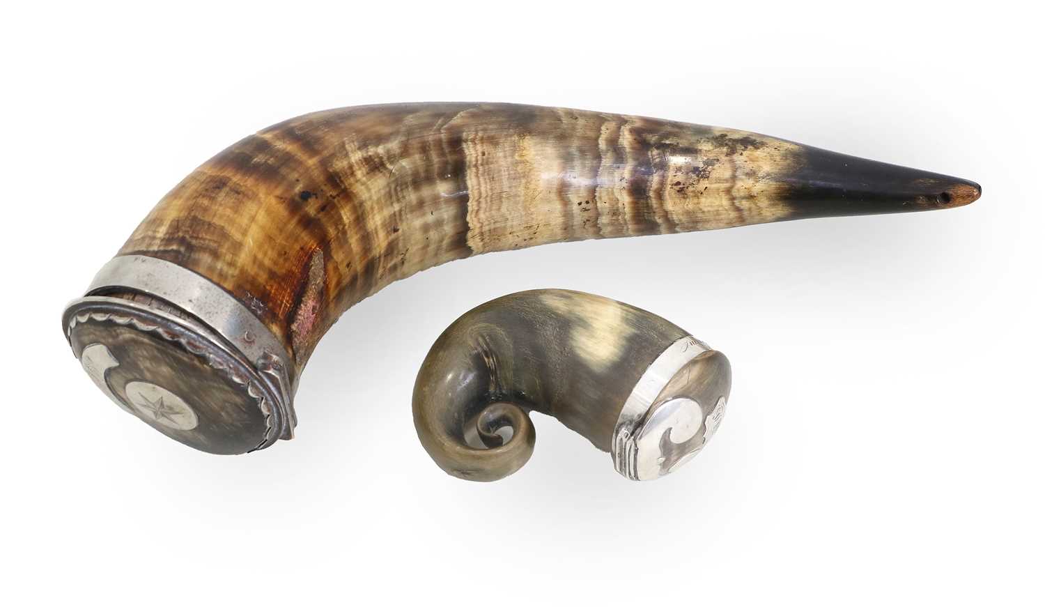 Lot 201 - A Scottish White-Metal-Mounted Horn Snuff