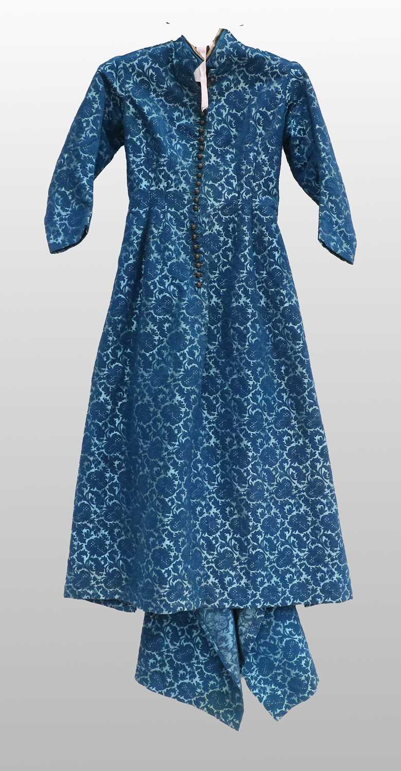 Lot 2216 - Late 19th Century Blue Flocked Brocade Coat