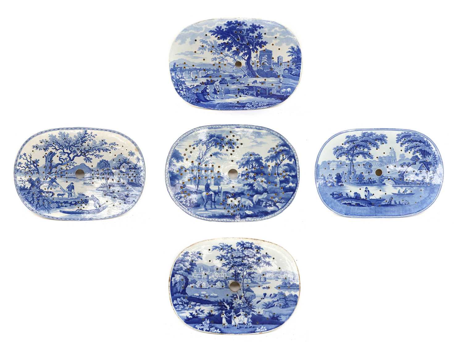Lot 278 - Five Pearlware Drainers, circa 1820, printed