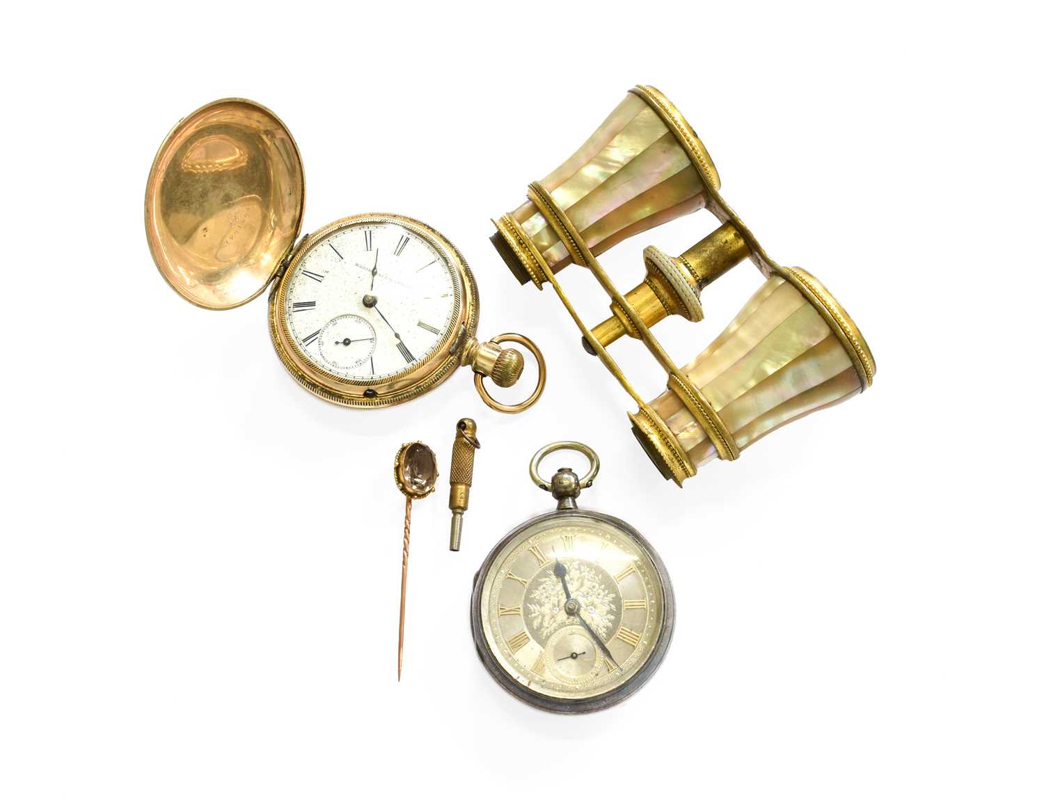 Lot 571 - Two Pocket Watches, a stick pin and