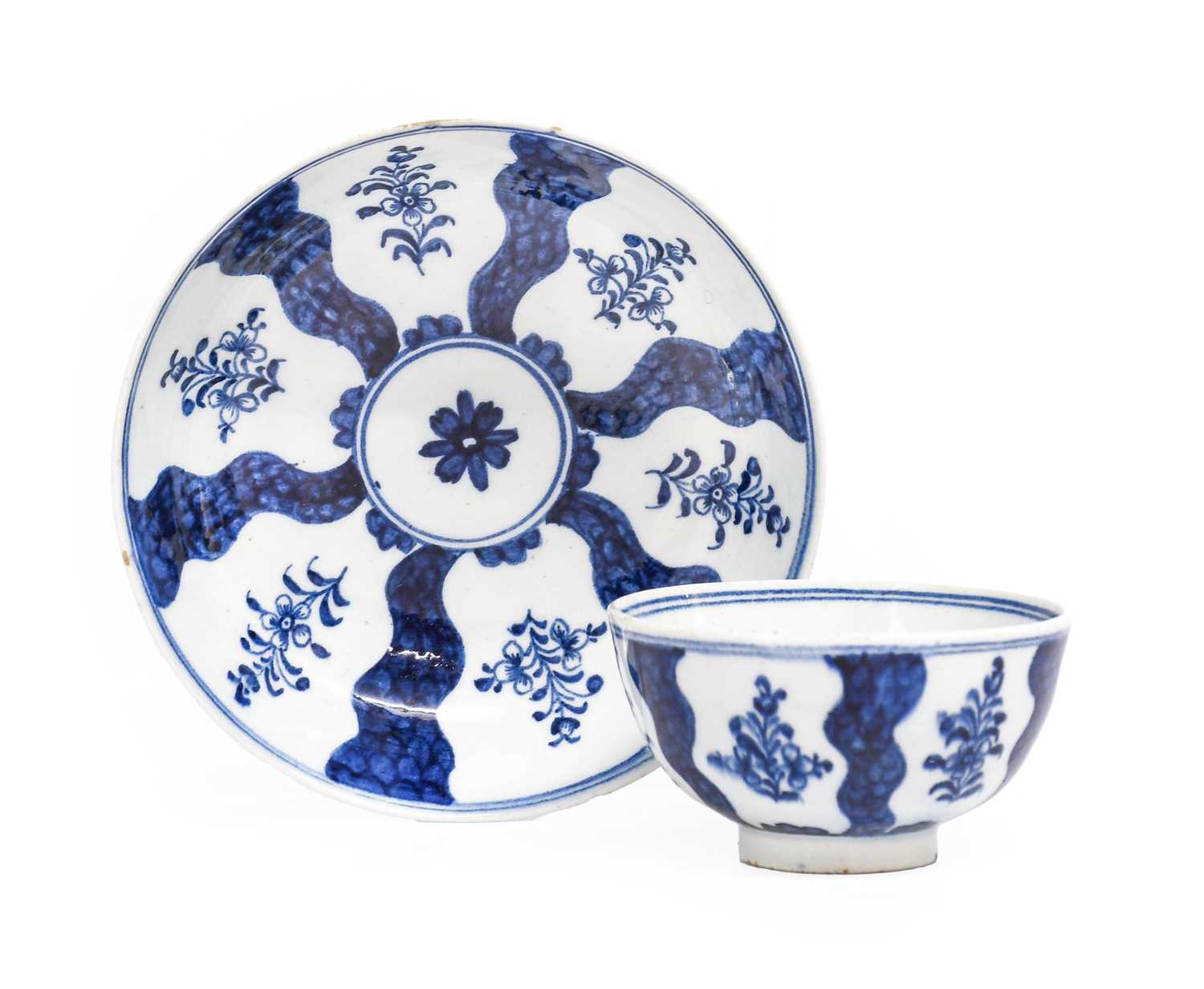 Lot 5 - A Lowestoft Tea Bowl and Saucer, circa 1780,