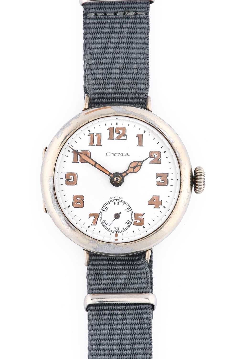 Lot 2489 - Cyma: An Early Enamel Dial Wristwatch,