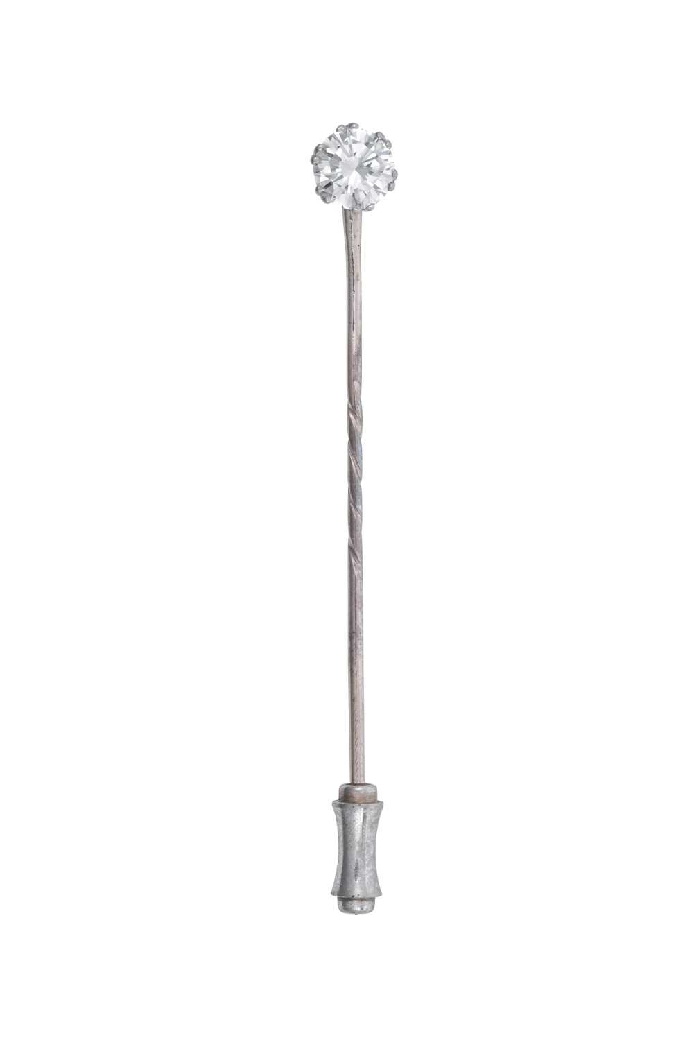 Lot 2205 - A Diamond Stick Pin the round brilliant cut