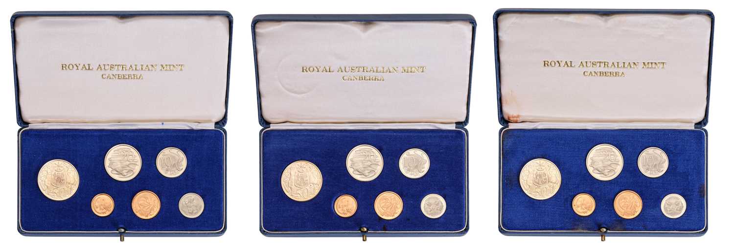 Lot 357 - 3x Australia, Proof Sets 1966, 6 coin sets