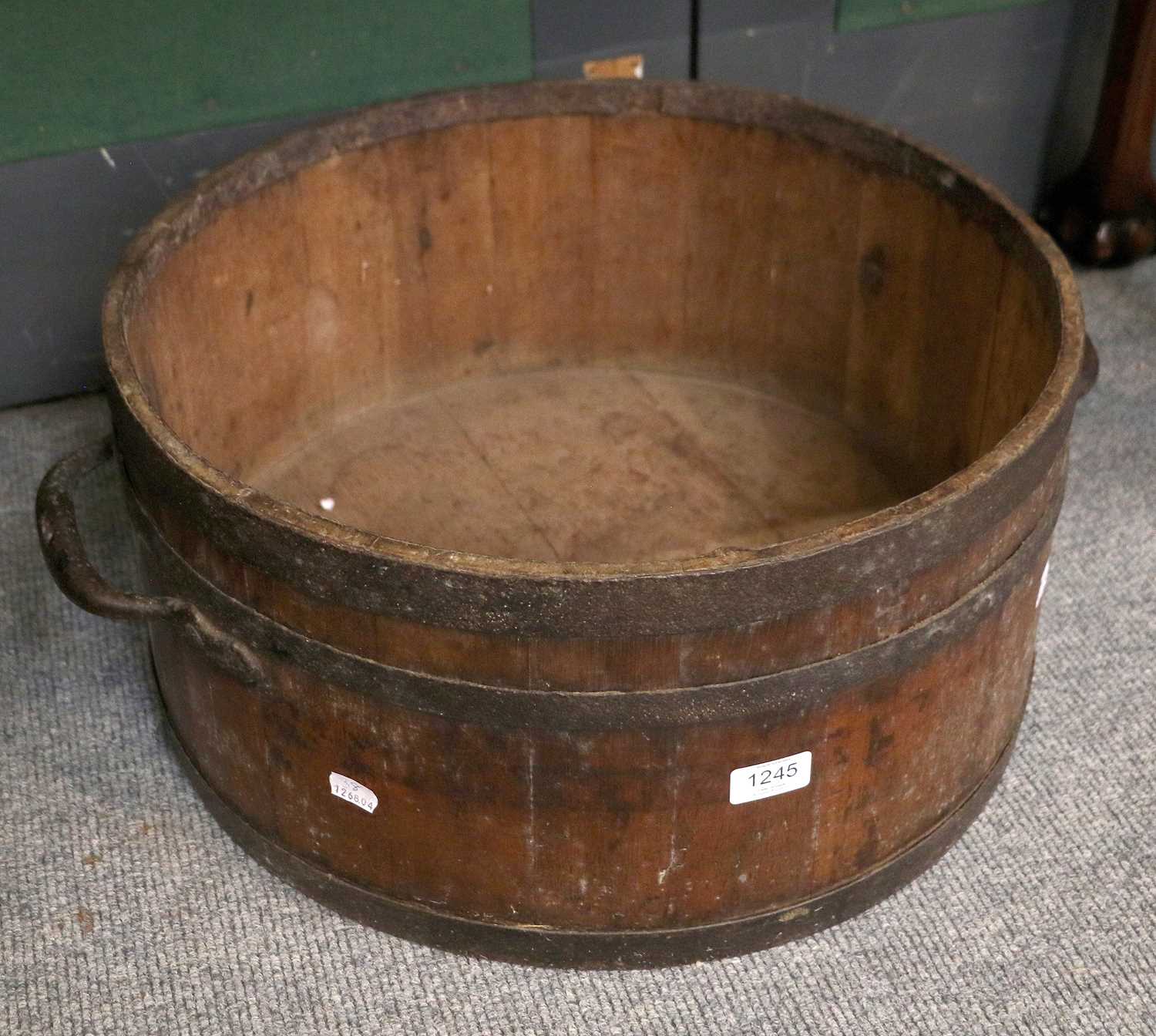 Lot 1245 - A Victorian Staved Oak Bushel Measure, with