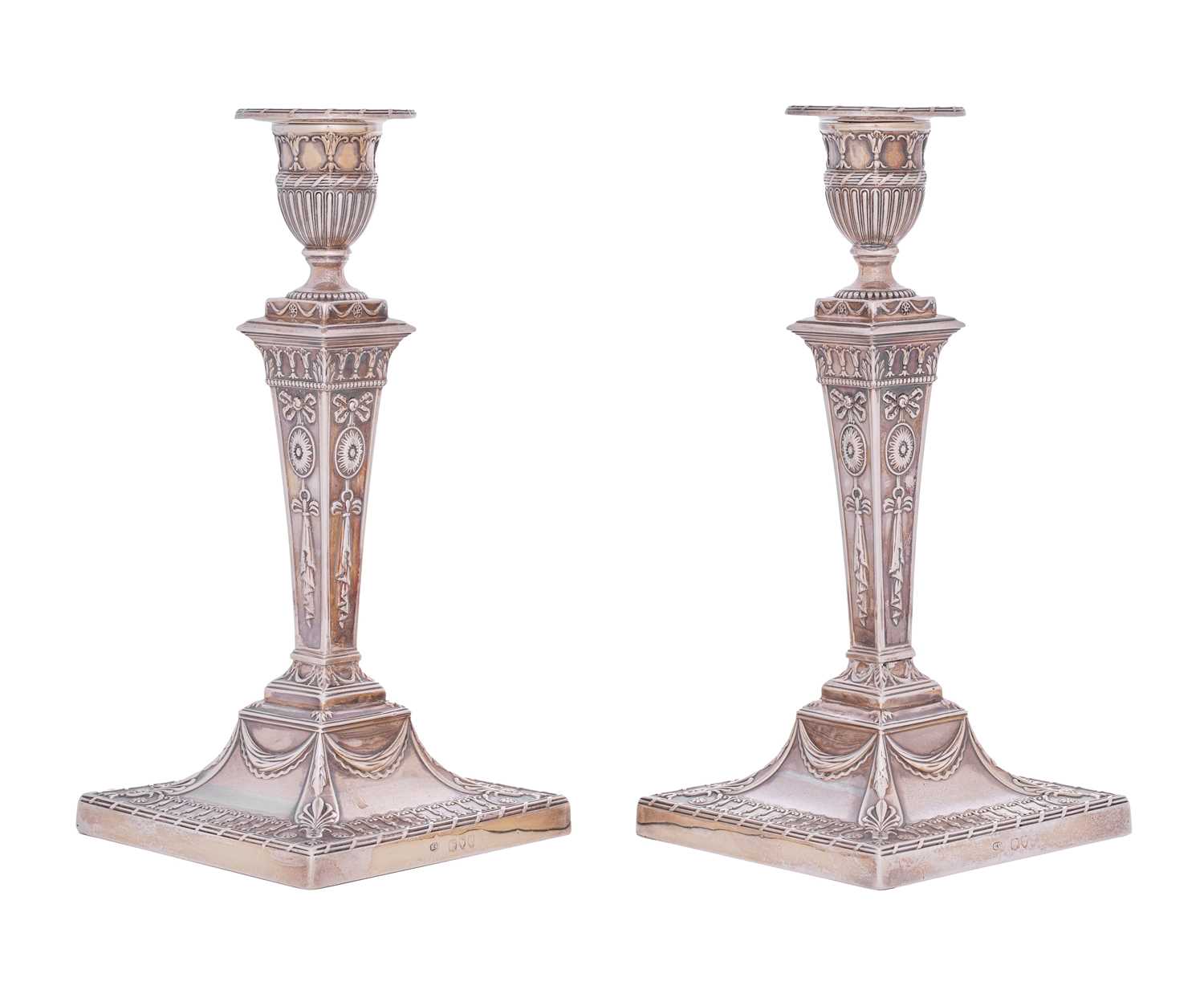 Lot 561 - A Pair of Victorian Silver Candlesticks,