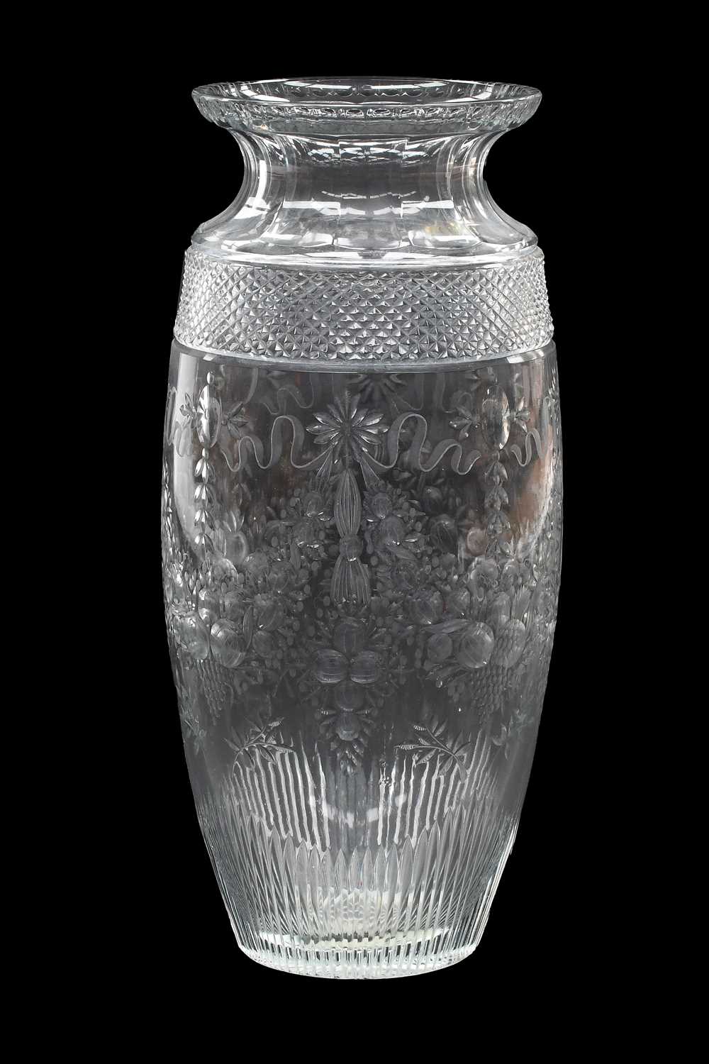 Lot 749 - A Cut and Engraved Glass Vase, circa 1910,
